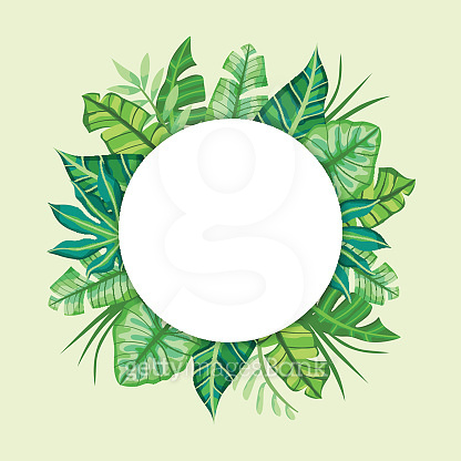 Round label design with Tropical Leaves. Suitable for nature concept ...