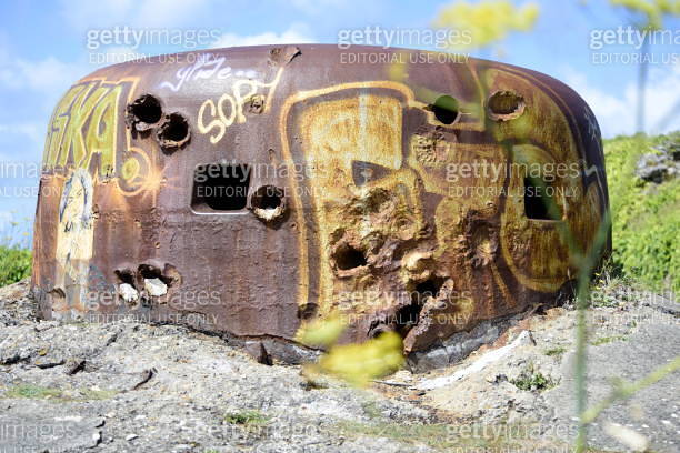 Image of 2nd world war german gun turret pock-marked by armour piercing ...