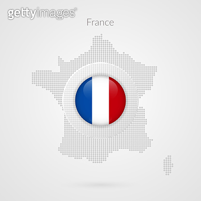 France map dotted vector sign. Isolated French flag circle symbol ...