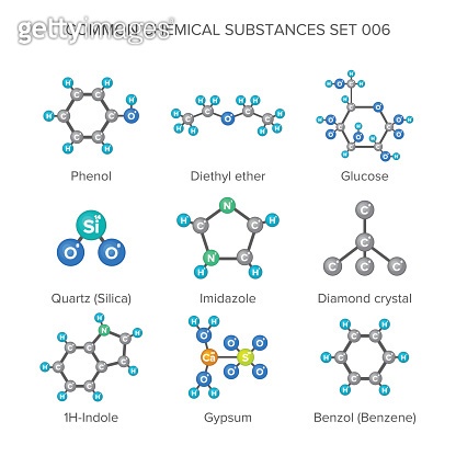 Vector molecular structures of chemical substances isolated on white ...