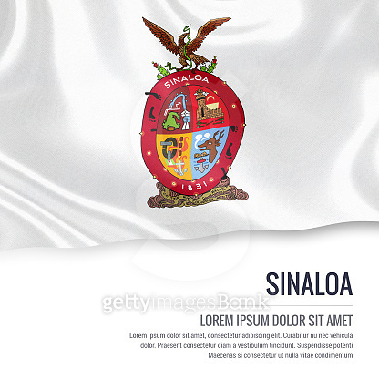 Flag of Mexican state Sinaloa waving on an isolated white background ...