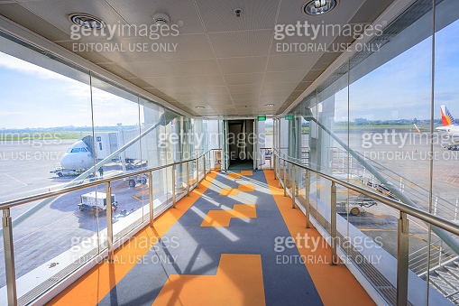Philippine Airlines (PAL) hallway at NAIA International Airport ...