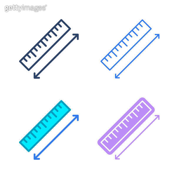 Length concept symbols. Dimension and measuring vector outline icon set ...