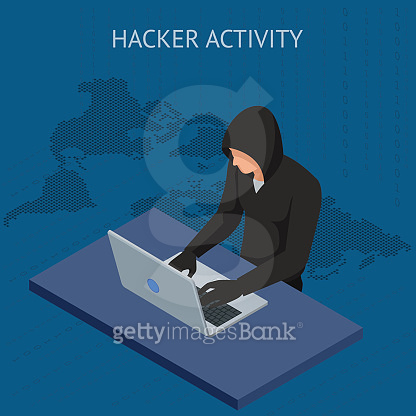 Isometric vector Internet hacker attack and personal data security ...