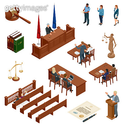 Isometric Law and Justice. Symbols of legal regulations. Juridical ...