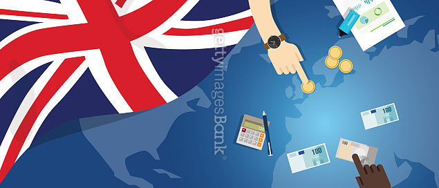 UK United Kingdom England economy fiscal money trade concept ...