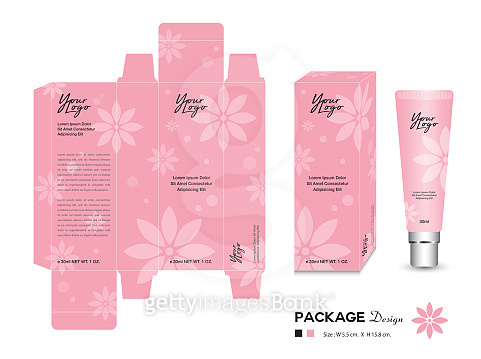 Cosmetic Packaging Template Vector Illustration. box Cream layout ...