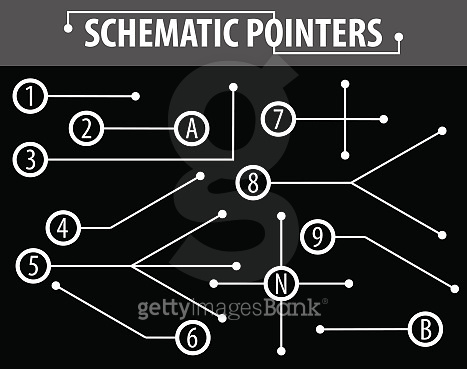 Schematic pointers. Extension lines to indicate the details of the ...