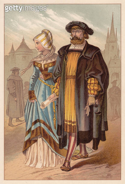German nobility, early 16th century, lithograph, published in 1888 ...