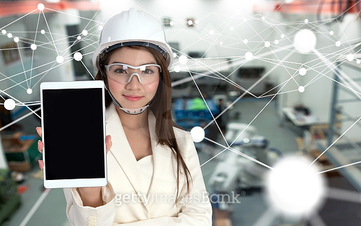 Deep learning industry 4.0 concept. Smile young Asia female Engineer ... Deep learning industry 4.0 concept. Smile young Asia female Engineer ...
