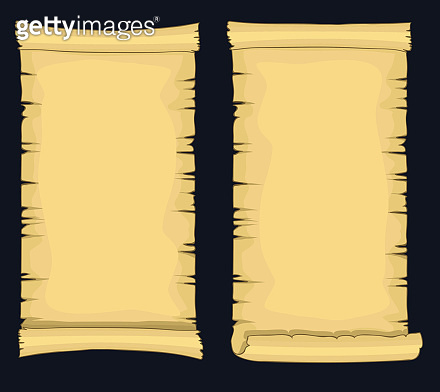 Papyrus scrolls, aged blank paper scroll, medieval yellowish manuscript ...