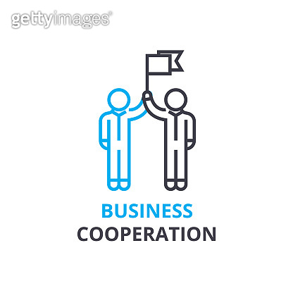 Business cooperation concept , outline icon, linear sign, thin line ...