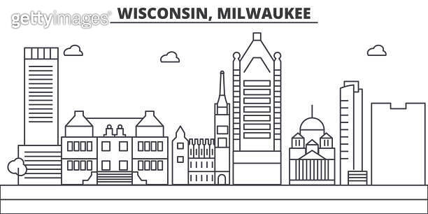Wisconsin, Milwaukee City architecture line skyline illustration ...