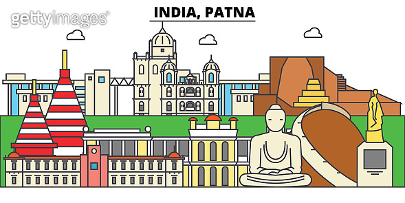 India, Patna, Hinduism. City skyline, architecture, buildings, streets ...