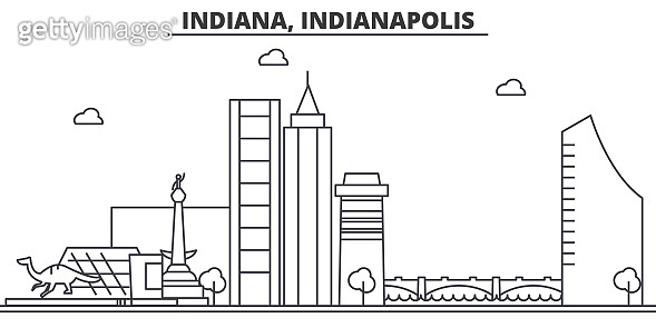 Indiana, Indianapolis architecture line skyline illustration. Linear ...