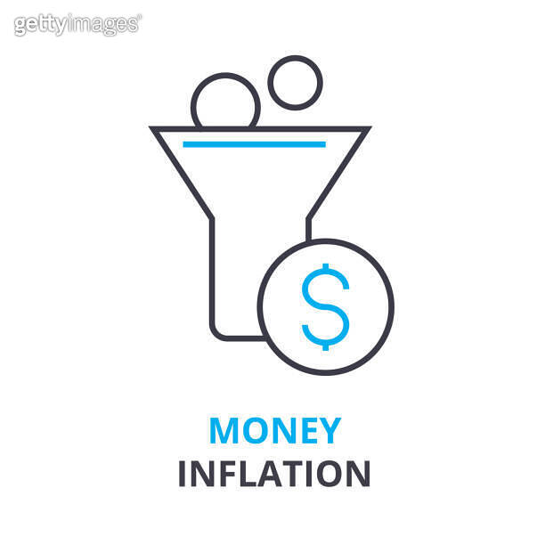 money inflation concept , outline icon, linear sign, line pictogram ...