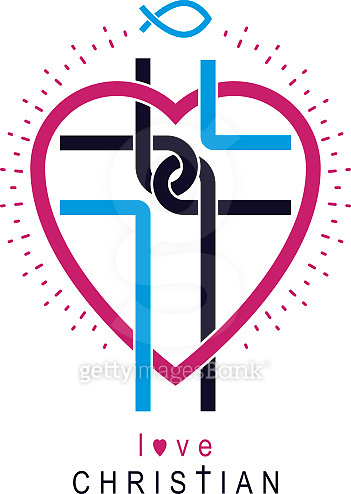 Love of God conceptual symbol combined with Christian Cross and heart ...