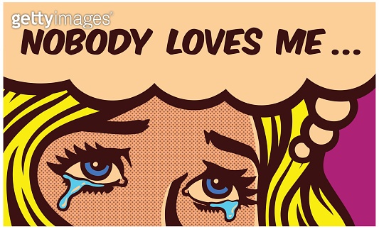Pop art comic book woman's eyes shedding tears sad broken hearted girl ...
