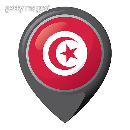 Icon representing location pin with the flag of Tunisia. Ideal for ...