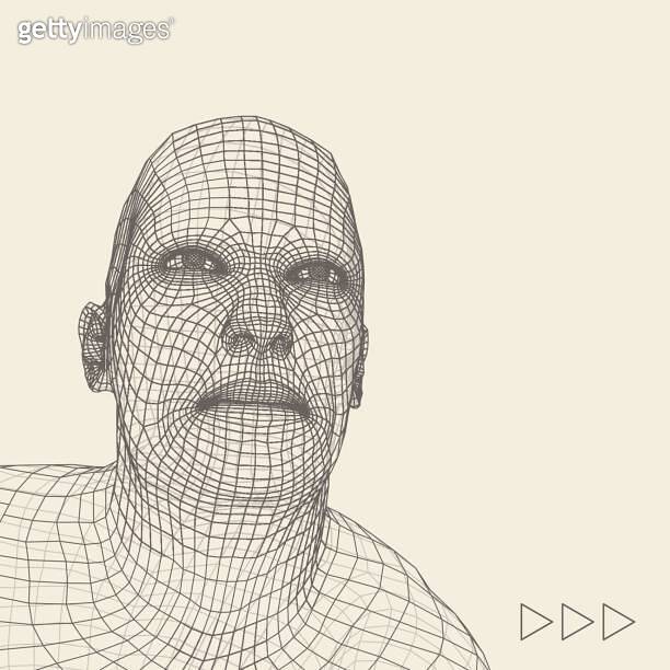 Head of the Person from a 3d Grid. Human Head Wire Model. Human Polygon ...