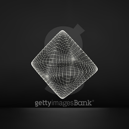 Vector Transparent Octahedron. Wireframe Object with Dots. Abstract 3D ...