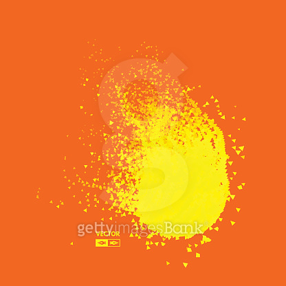 Flying meteor. Cosmic object. Array with dynamic emitted particles. Futuristic design. Abstract ...