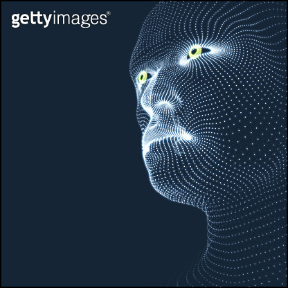 Head of the Person from a 3d Grid. Human Head Model. Face Scanning ...