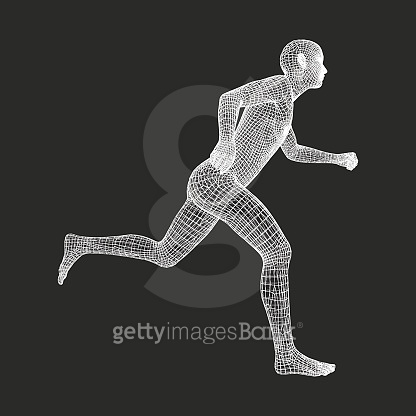3d Running Man. Human Body Wire Model. Sport Symbol. Low-poly Man in ...