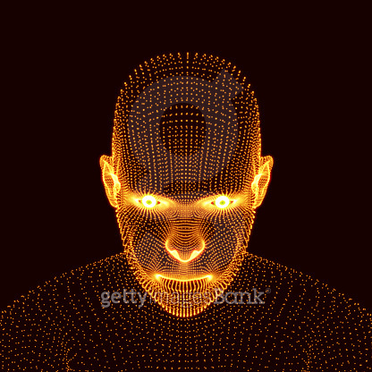 Head of the Person from a 3d Grid. Human Head Model. Face Scanning ...