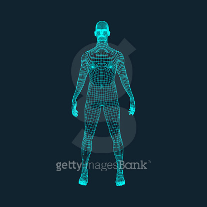 3D Model of Man. Polygonal Design. Geometric Design. Business, Science ...