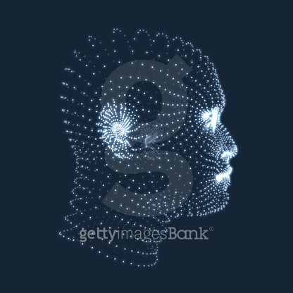 Head of the Person from a 3d Grid. Human Head Model. Face Scanning ...