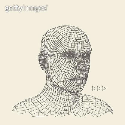 Head of the Person from a 3d Grid. Human Head Wire Model. Human Polygon ...
