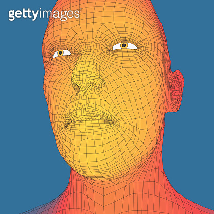 Head of the Person from a 3d Grid. Human Head Wire Model. Human Polygon ...