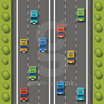 Road cars background, Traffic jam on the road, Road transportation ...