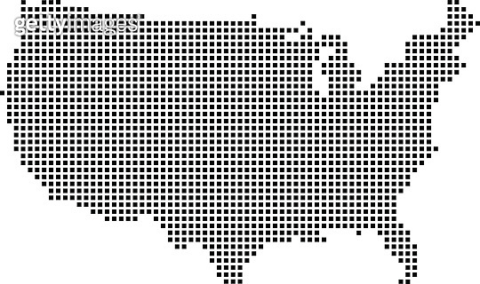 USA map dots, dotted US map vector outline, pixelated United States map ...