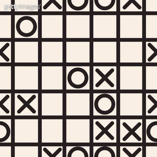 seamless monochrome tic tac toe xo game on grid line pattern background ...