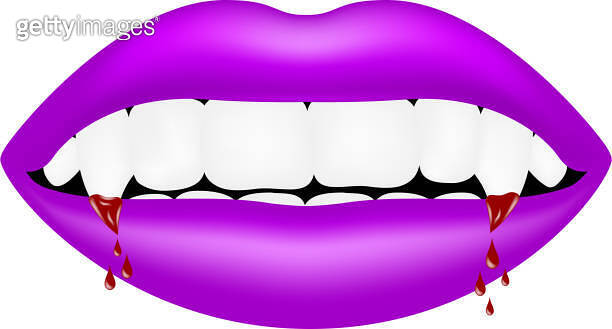 Vampire mouth in purple design with bloody teeth 이미지 (863331586) - 게티이미지뱅크