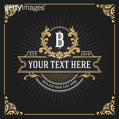 Vintage Luxury Monogram Banner Template Design 이미지 (880732570) - 게티이미지뱅크