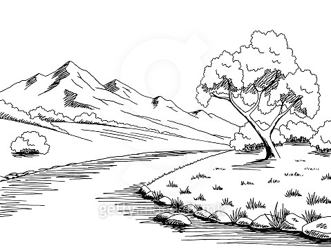 River Clipart Black And White
