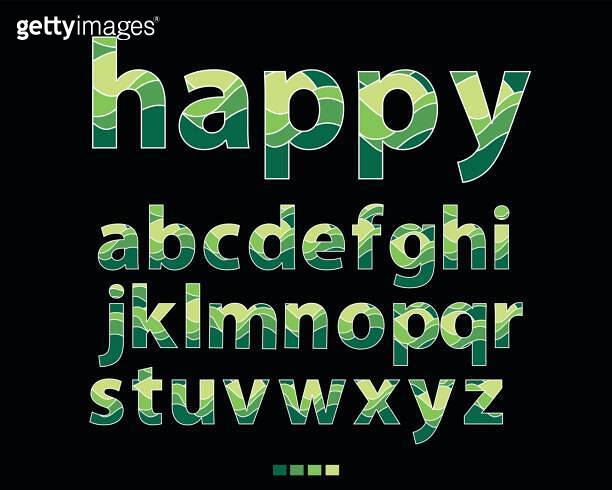 Vector of stylized lowercase green and yellow font. Colorful alphabet ...