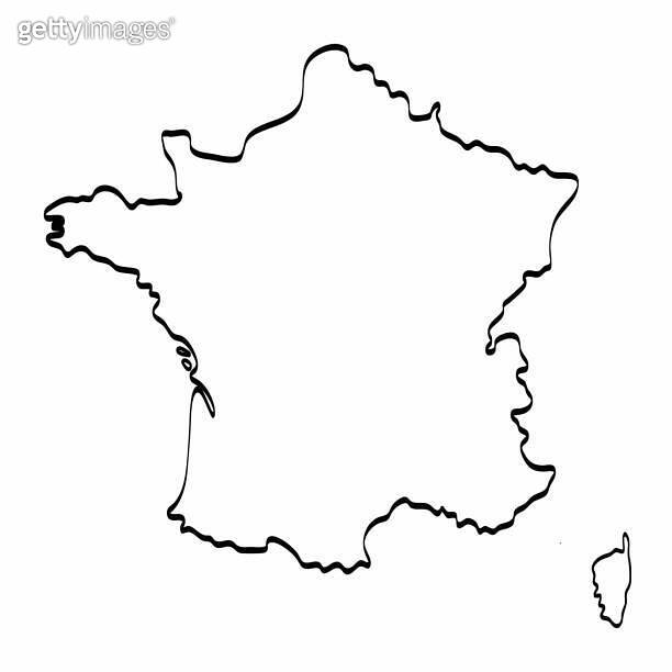 France map outline graphic freehand drawing on white background. Vector ...