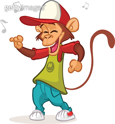 Cool monkey rapper character in modern clothes. Vector flat cartoon ...