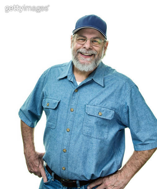 Friendly Relaxed Blue Collar Working Class Senior Man 이미지 (663356140 ...