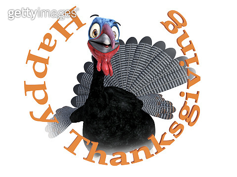 A funny silly looking cartoon turkey smiling and looking very happy ...
