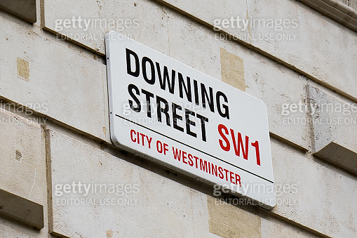 Downing Street Sign Attached to Wall by the Gates into Downing Street ...