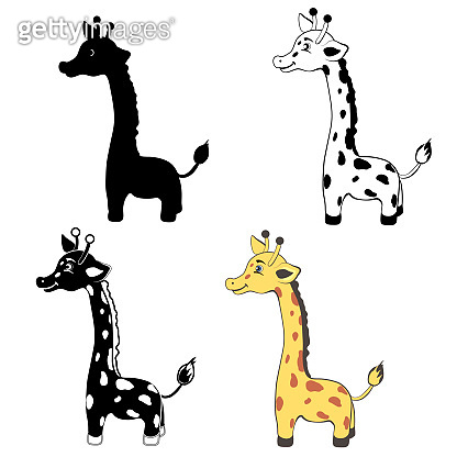 Cute cartoon giraffes isolated on white background, vector illustration ...