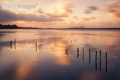 Lago di Fogliano (Fogliano lake), Latina, Italy. Monte Circeo (Cape ... Lago di Fogliano (Fogliano lake), Latina, Italy. Monte Circeo (Cape ...