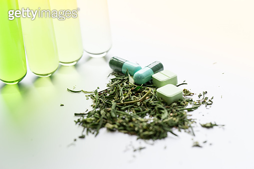 Powder of Cannabis (Drugs), Analysis of Cannabis in laboratory. 이미지 ...