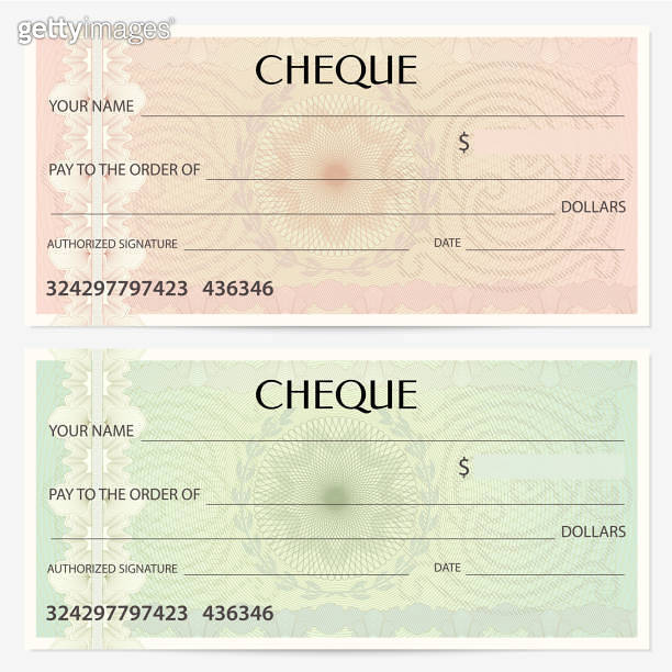 Check cheque, Chequebook template. Guilloche pattern with watermark ...