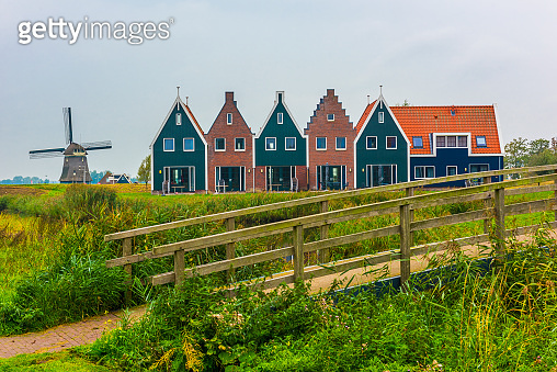 Volendam is a town in North Holland in the Netherlands. Colored houses ...